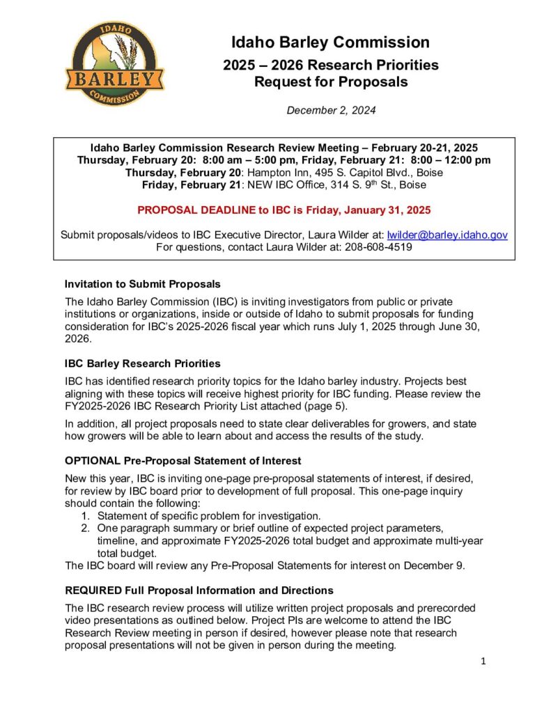 Research | Idaho Barley